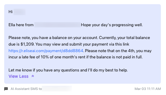 Delinquency Outreach Messages – EliseAI